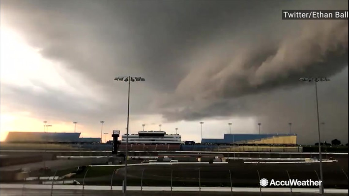 Iowa Speedway drenched in rain during tornado warning | 9news.com