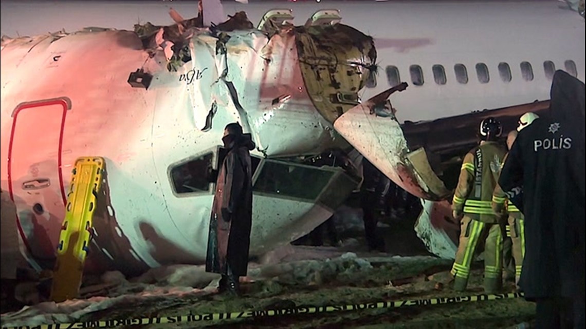 Plane breaks apart after crash-landing in bad weather | 9news.com