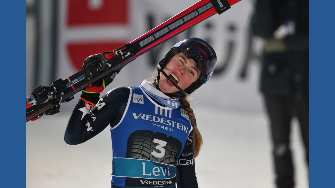 US ski star Shiffrin dominates 1st World Cup slalom of Olympic season ...