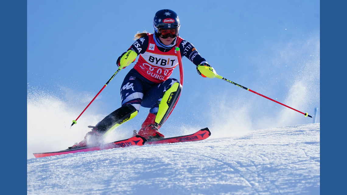 Shiffrin leads 2nd World Cup slalom of Olympic season after opening run ...