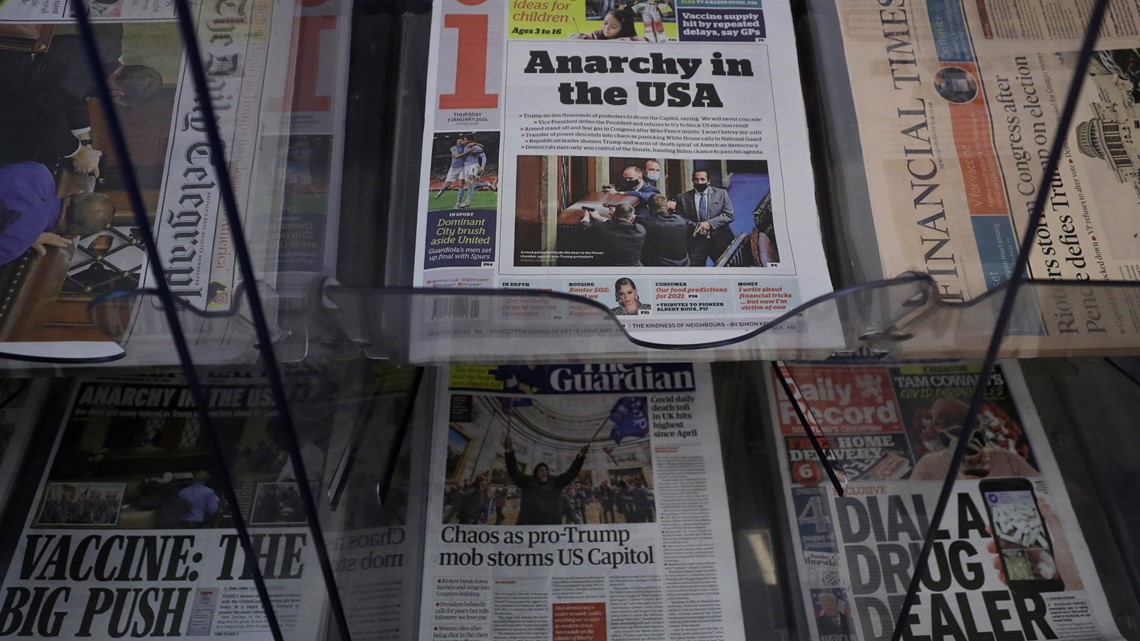 Newspaper front pages worldwide following US Capitol riot | 9news.com