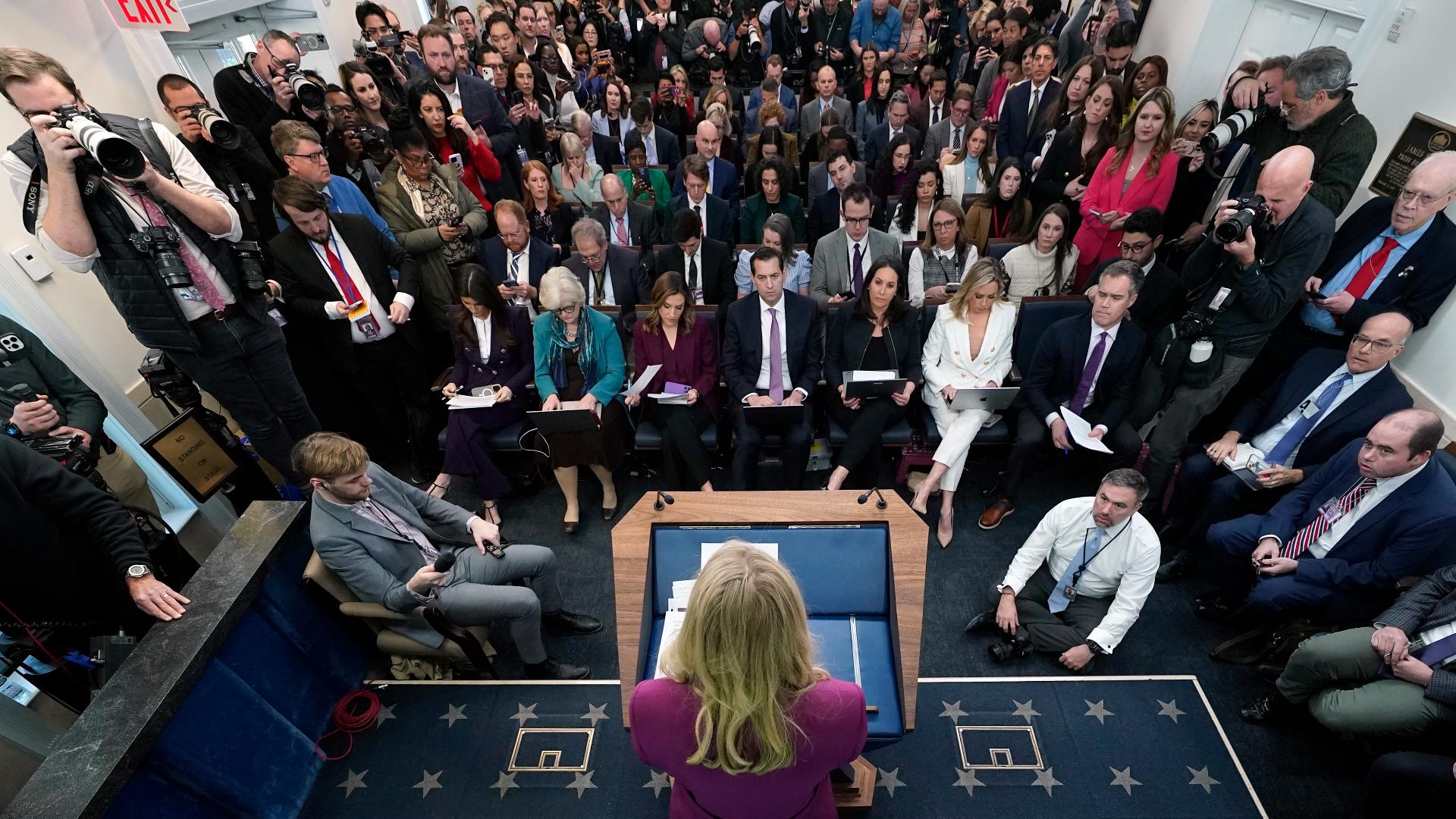 Karoline Leavitt, Trump's new press secretary, gives first press ...