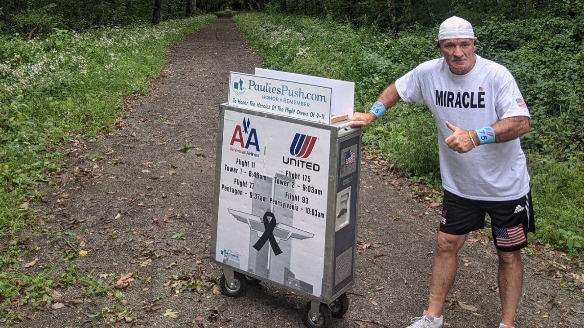 Man pushes beverage cart 200 miles to honor 9/11 flight crews | 9news.com