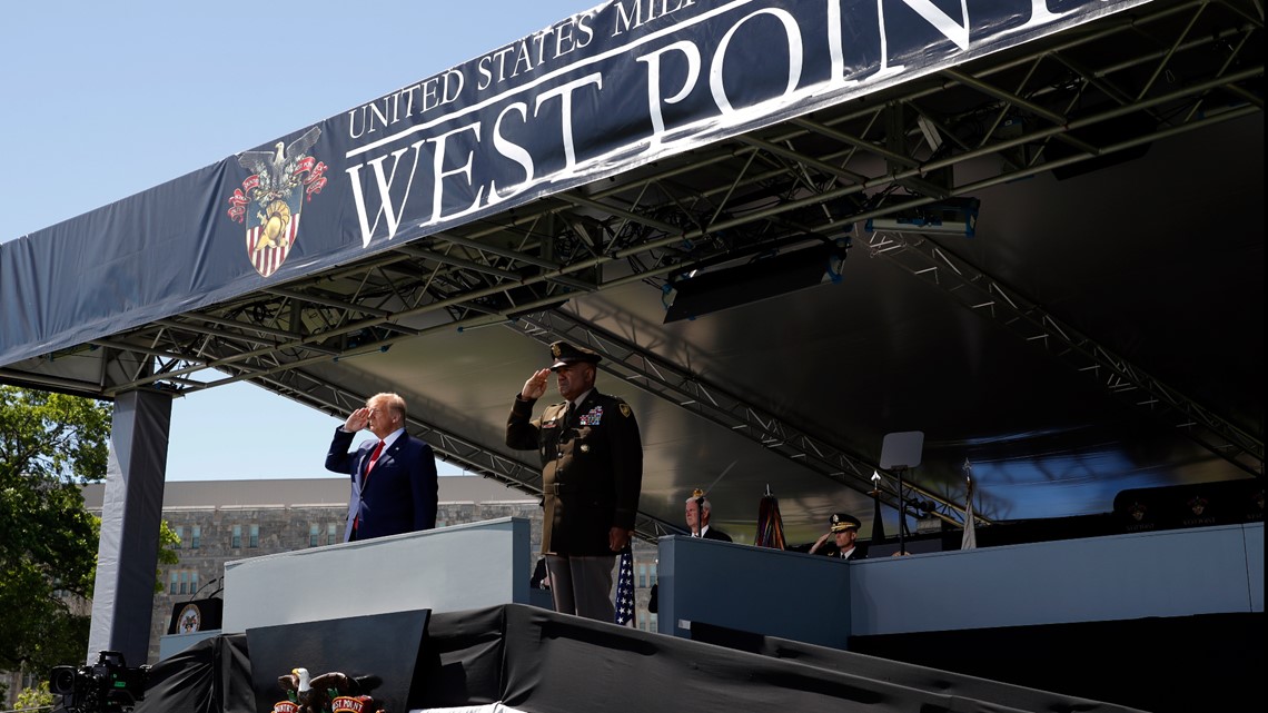 Critics question Trump's health after walk down West Point ramp | 9news.com