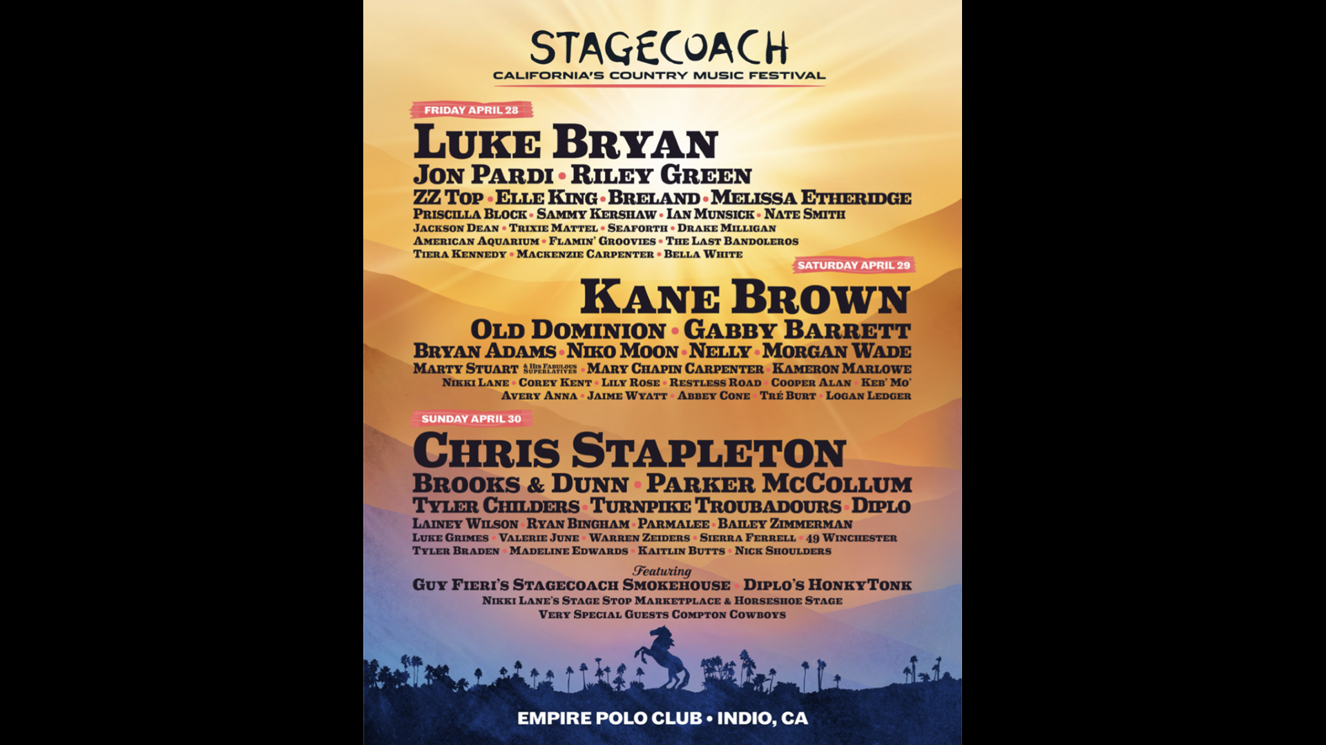 Luke Bryan, Kane Brown and Chris Stapleton to Headline Stagecoach 2023 ...