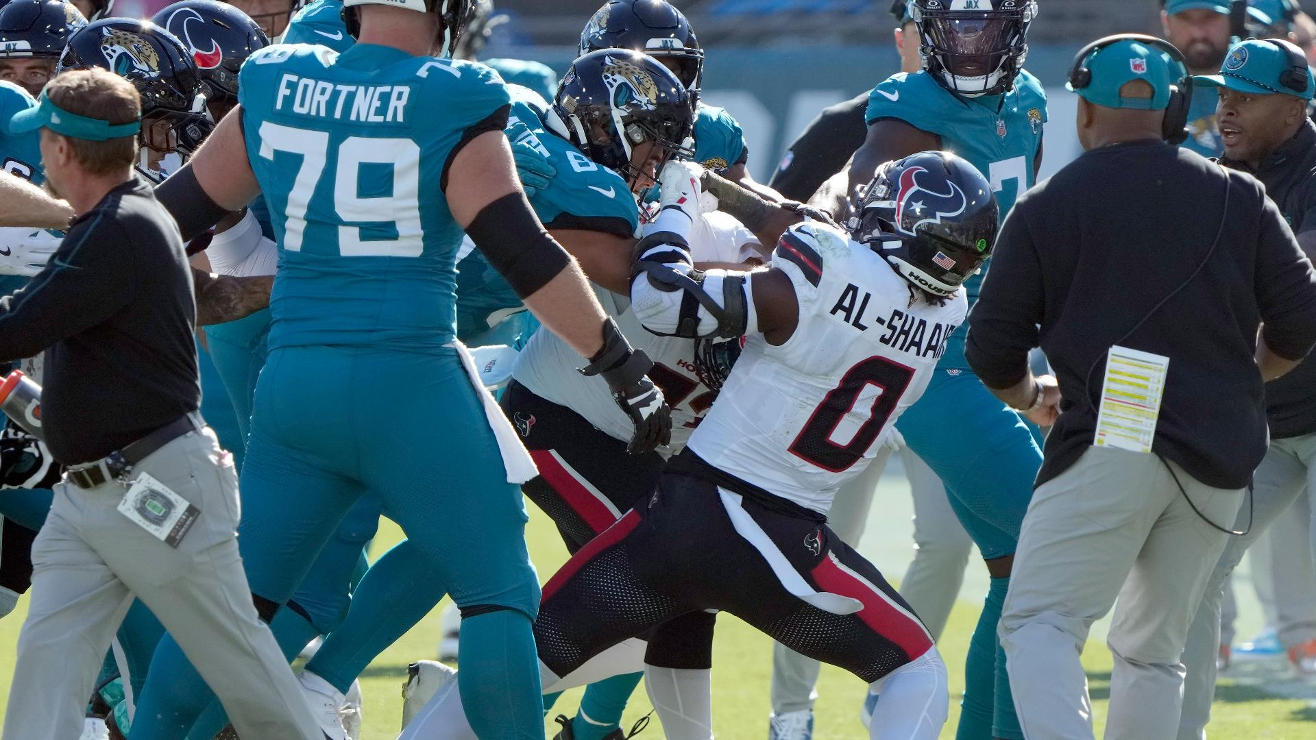 Texans Al Shaair hit on Jaguars Trevor Lawrence leads to scuffle ...