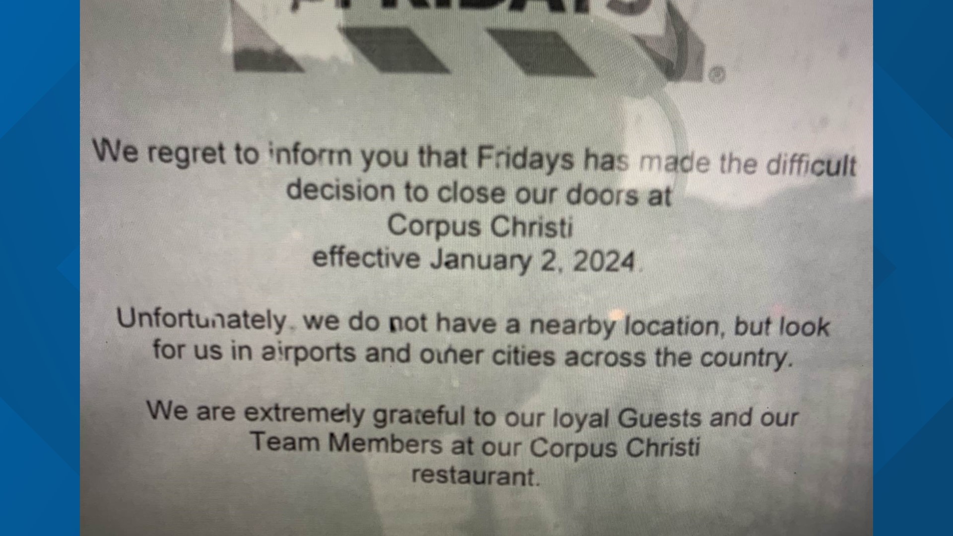 TGI Friday's store closures 2024: Full list of locations | 9news.com