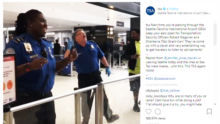 TSA agents sing security instructions at Sea-Tac Airport | 9news.com
