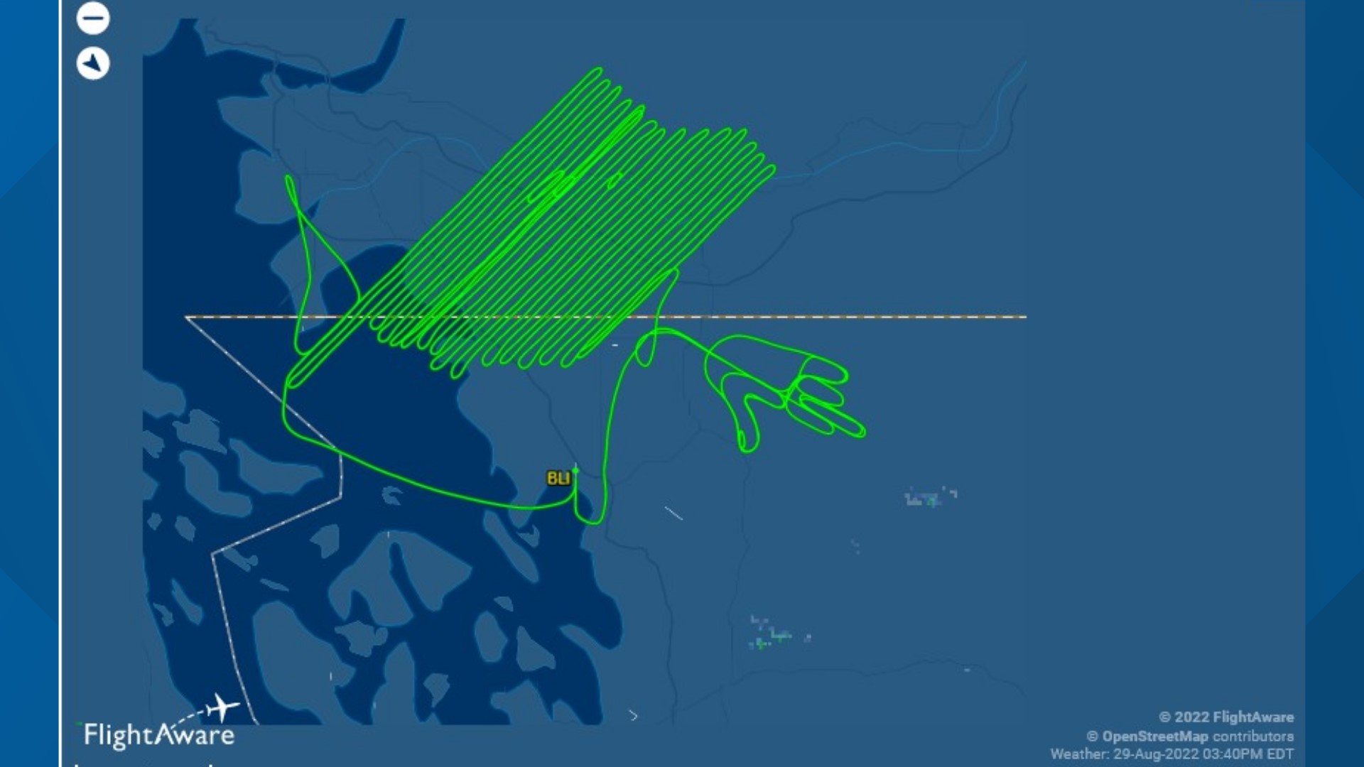 Airplane flight path gives middle finger to Washington state | 9news.com