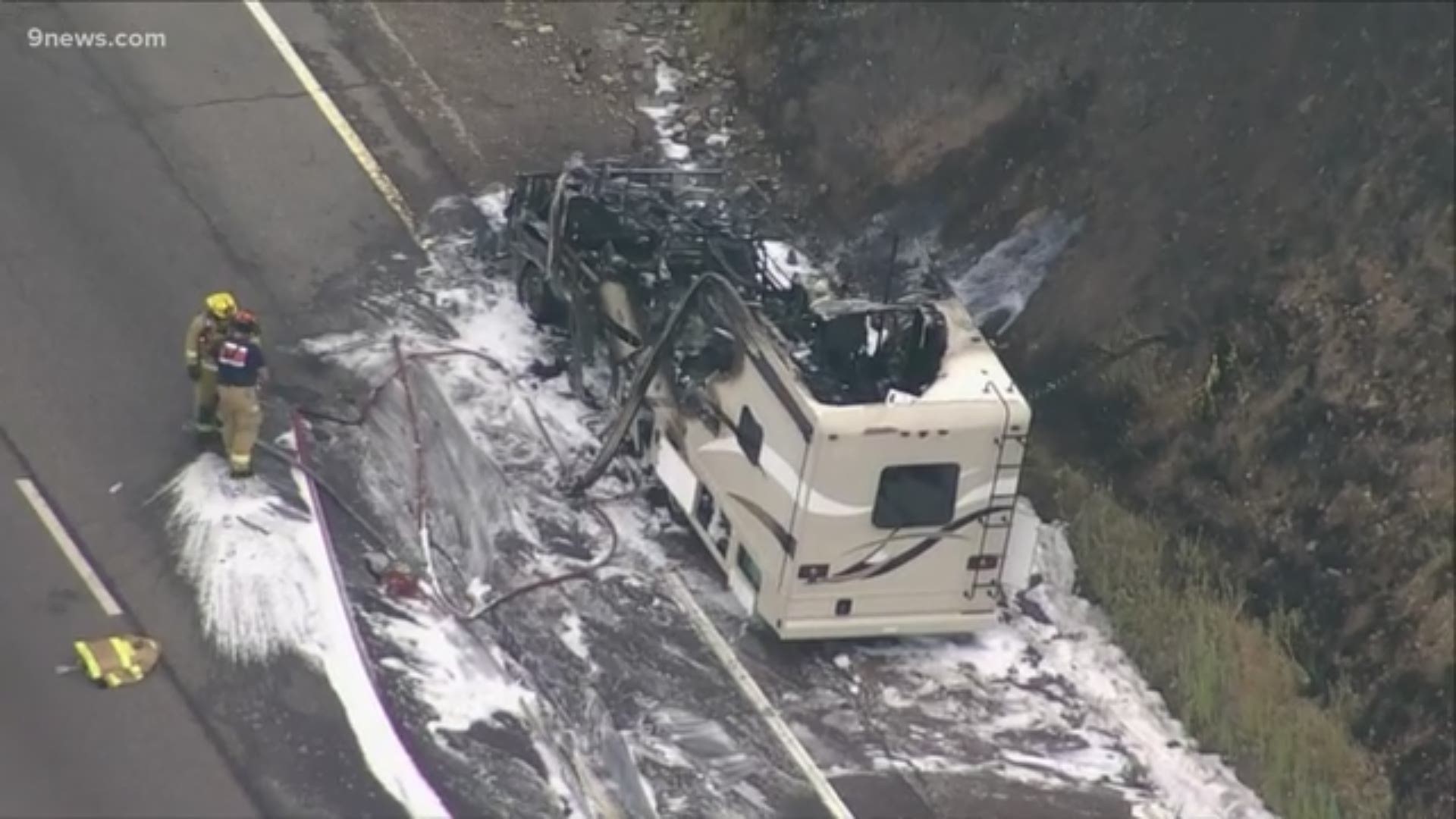 RV fire stops traffic, starts small brush fire near Lookout Mtn ...