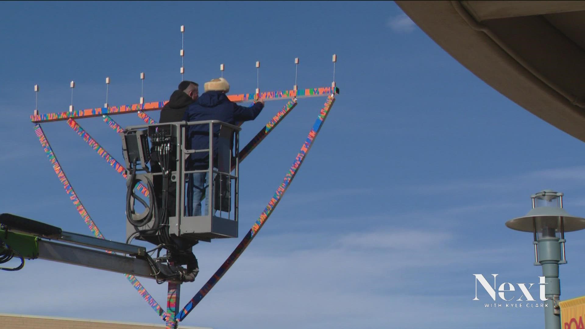 Denver kids build world's largest Lego menorah | 9news.com
