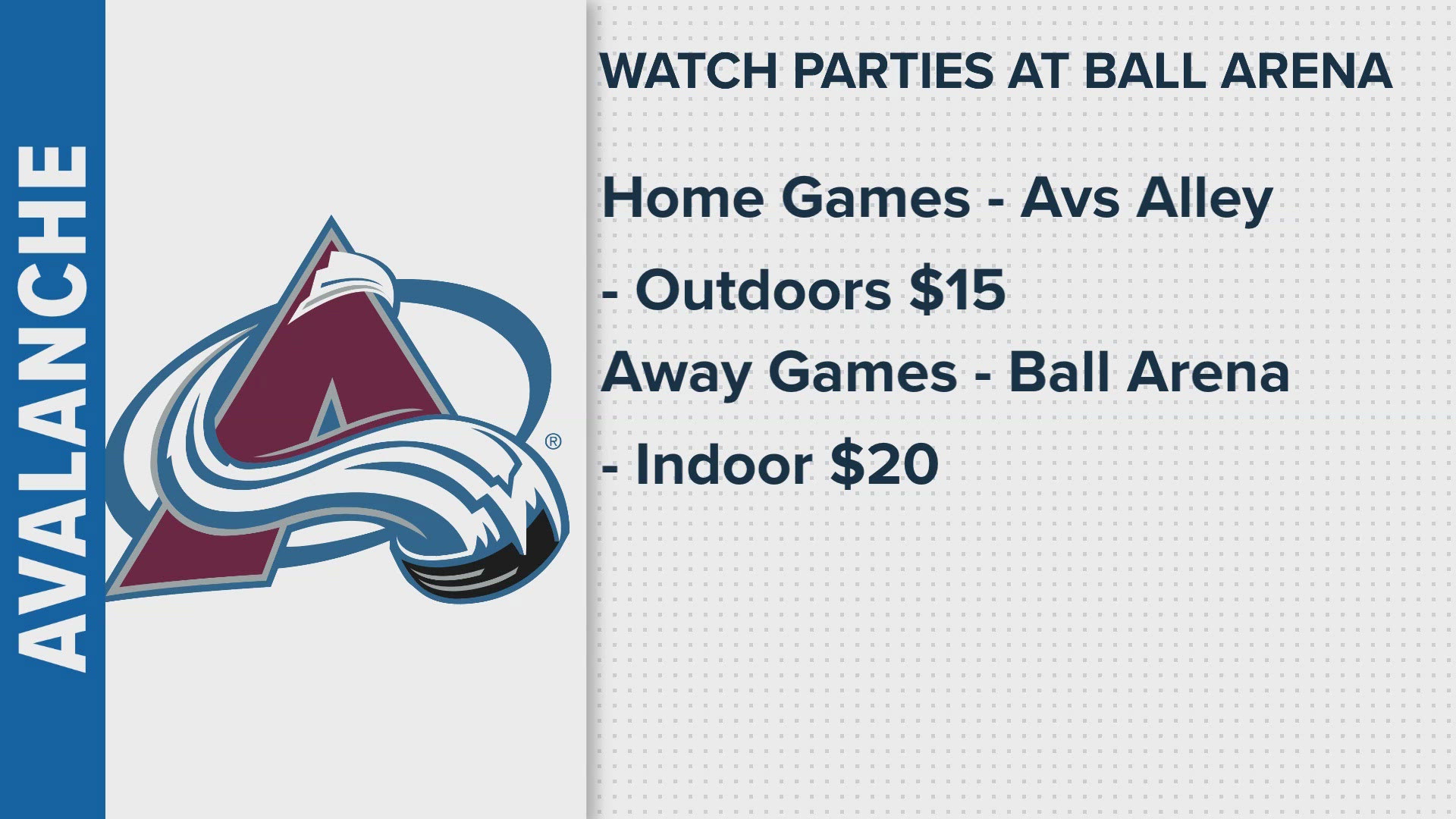 Avs watch parties returning for Western Conference Final | 9news.com