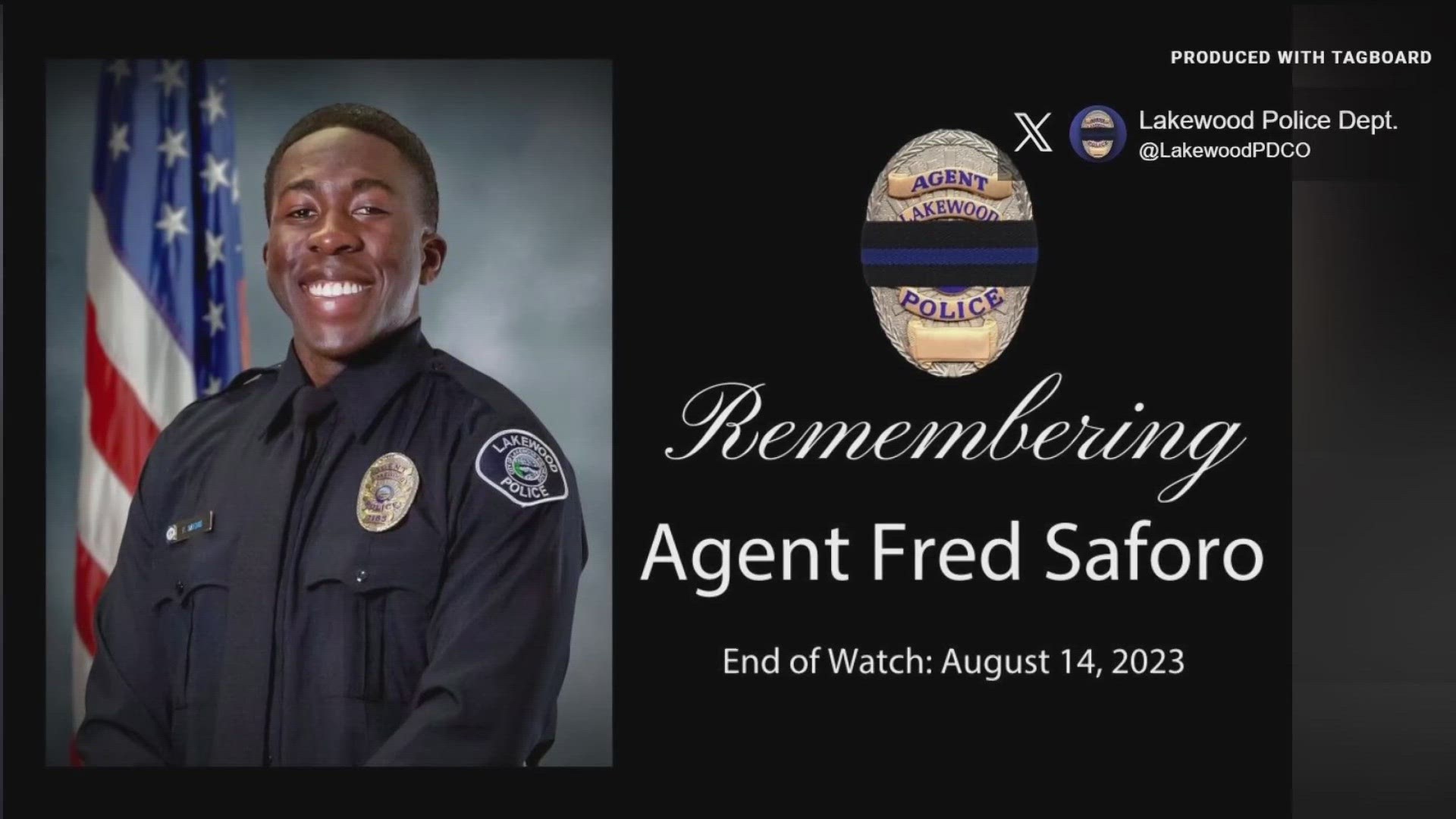 Lakewood police agent Fred Saforo dies at 26 | 9news.com