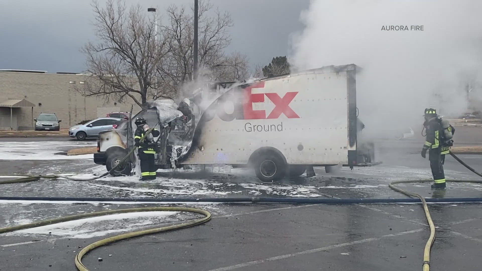 FedEx truck becomes engulfed in flames in Aurora | 9news.com