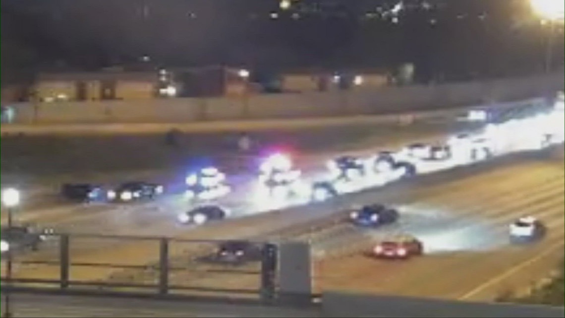 Slow-moving pursuit leads to crash on southbound I-25 | 9news.com