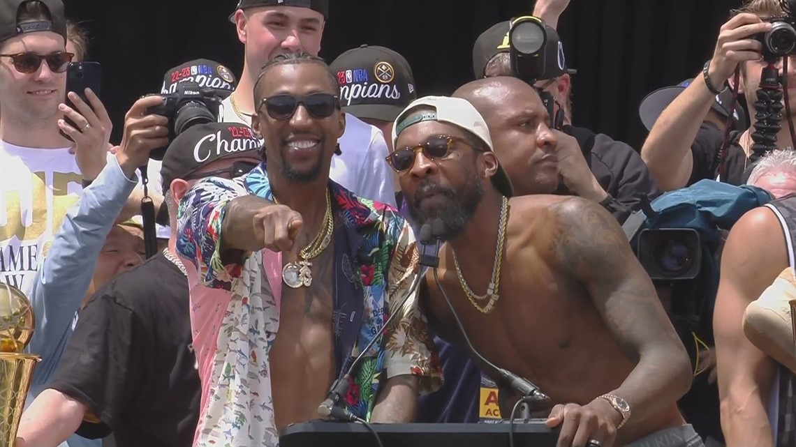 Jeff Green and KCP speak to massive crowd celebrating the Denver ...