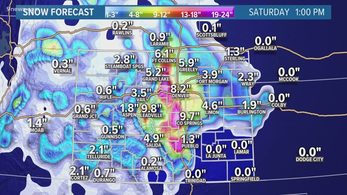 Computer model predictions are showing the probability of snow totals ...