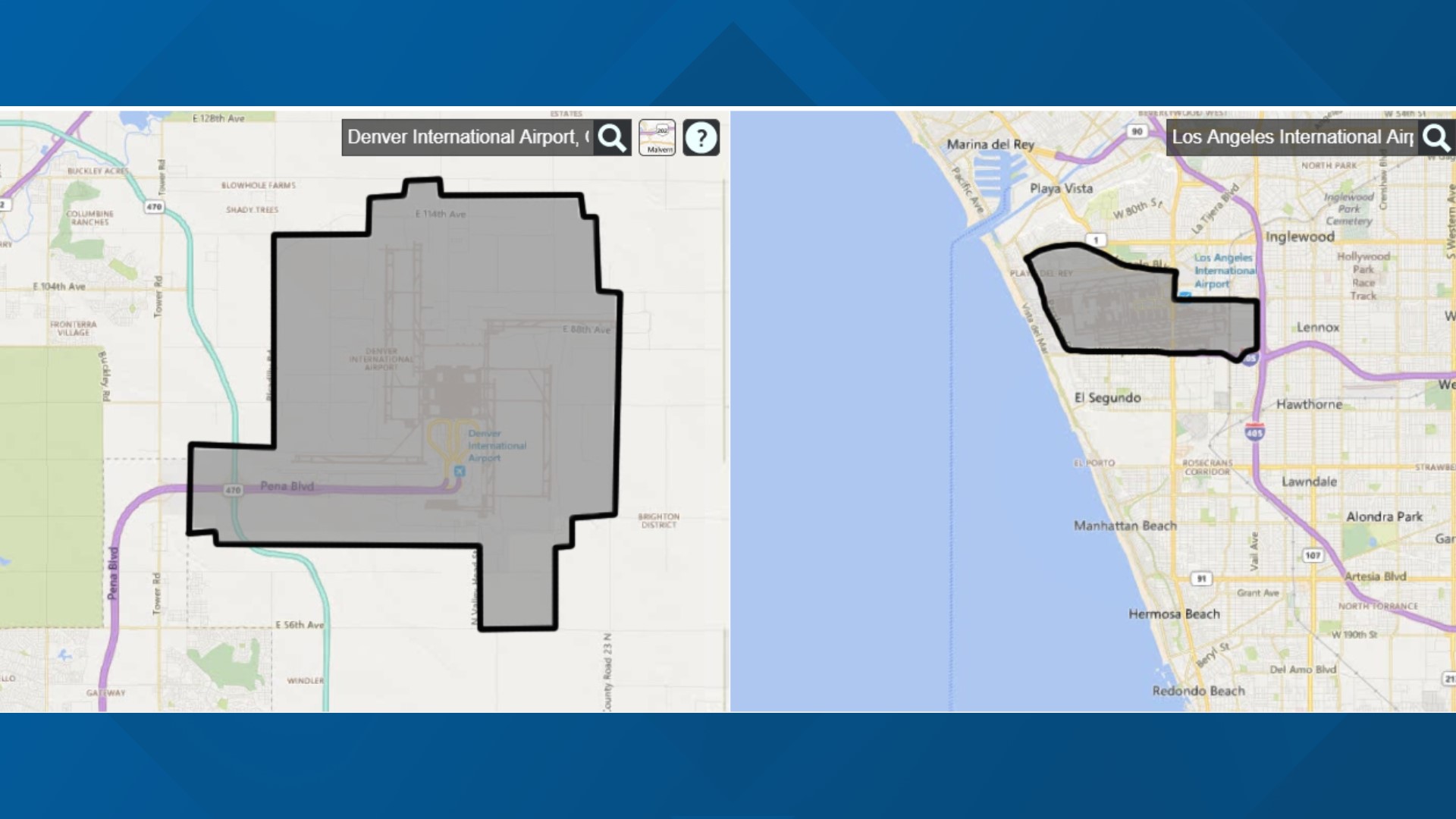 DIA is bigger than multiple major cities, all but 1 other airport ...