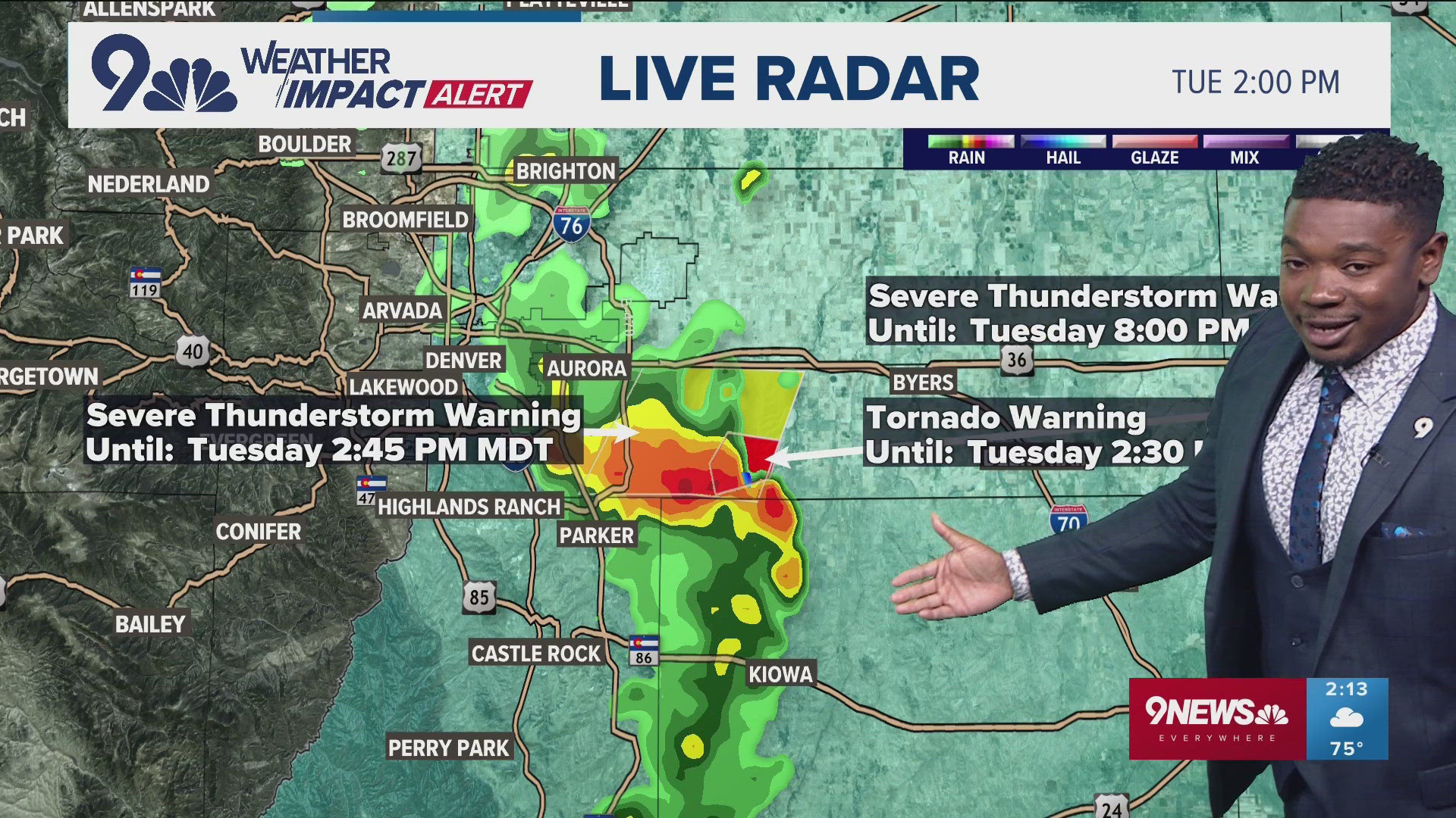 Tornado warning issued for parts of 2 Colorado counties | 9news.com