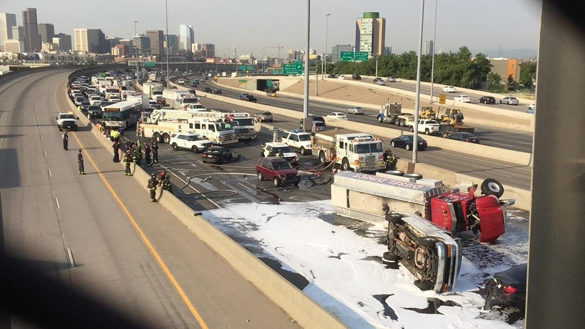NB I-25 reopens after hourslong closure due to five-car crash, fuel ...