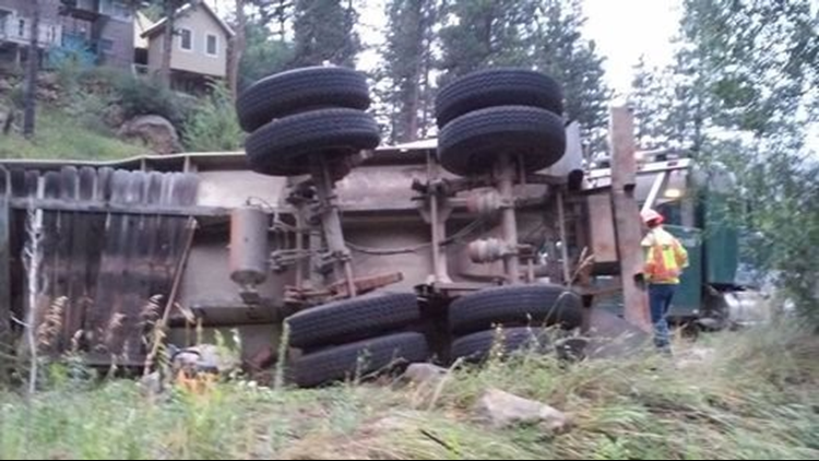 Tanker rolls, spills fracking water in Poudre Canyon | 9news.com