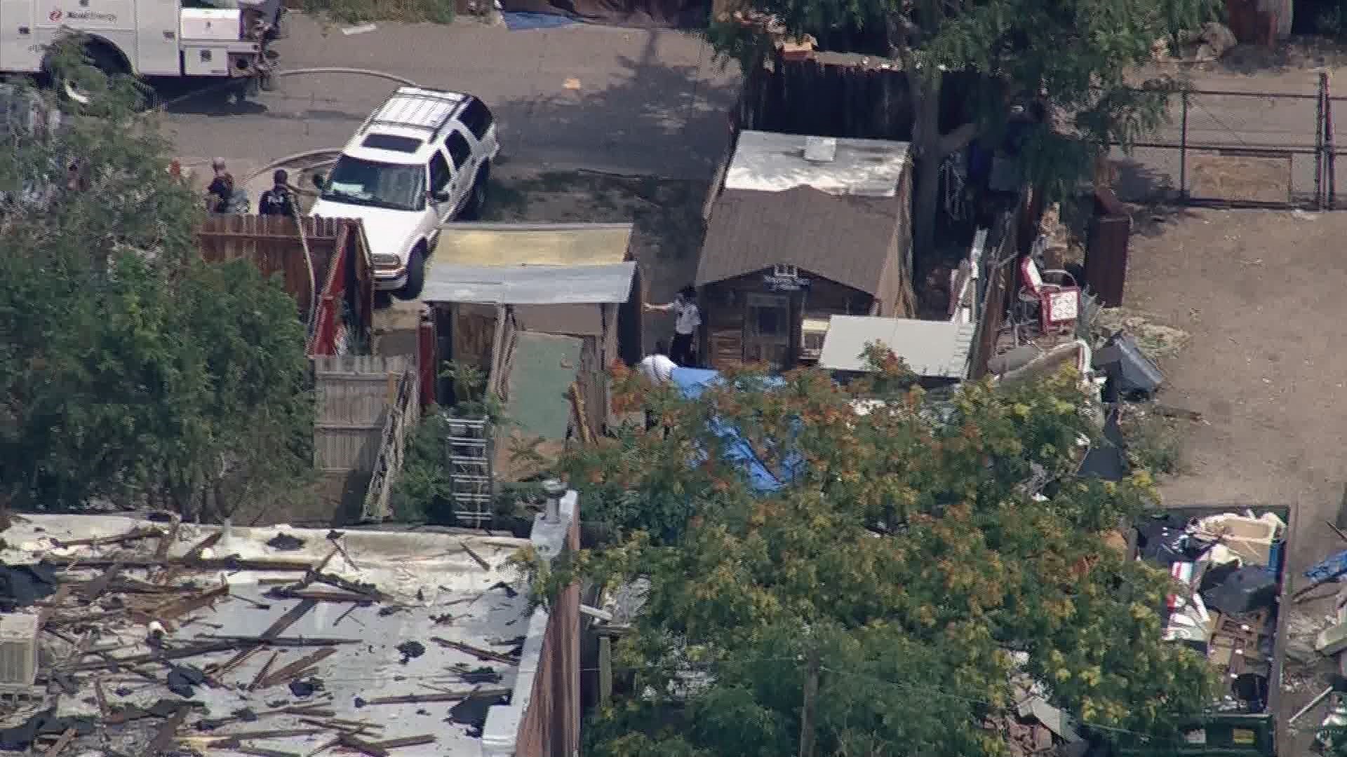 Dog canvasses debris of suspected gas explosion to pinpoint exact ...