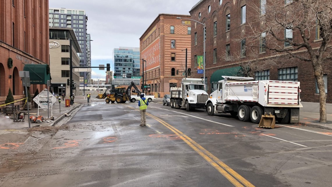 Water main break leads to road closures in downtown Denver | 9news.com