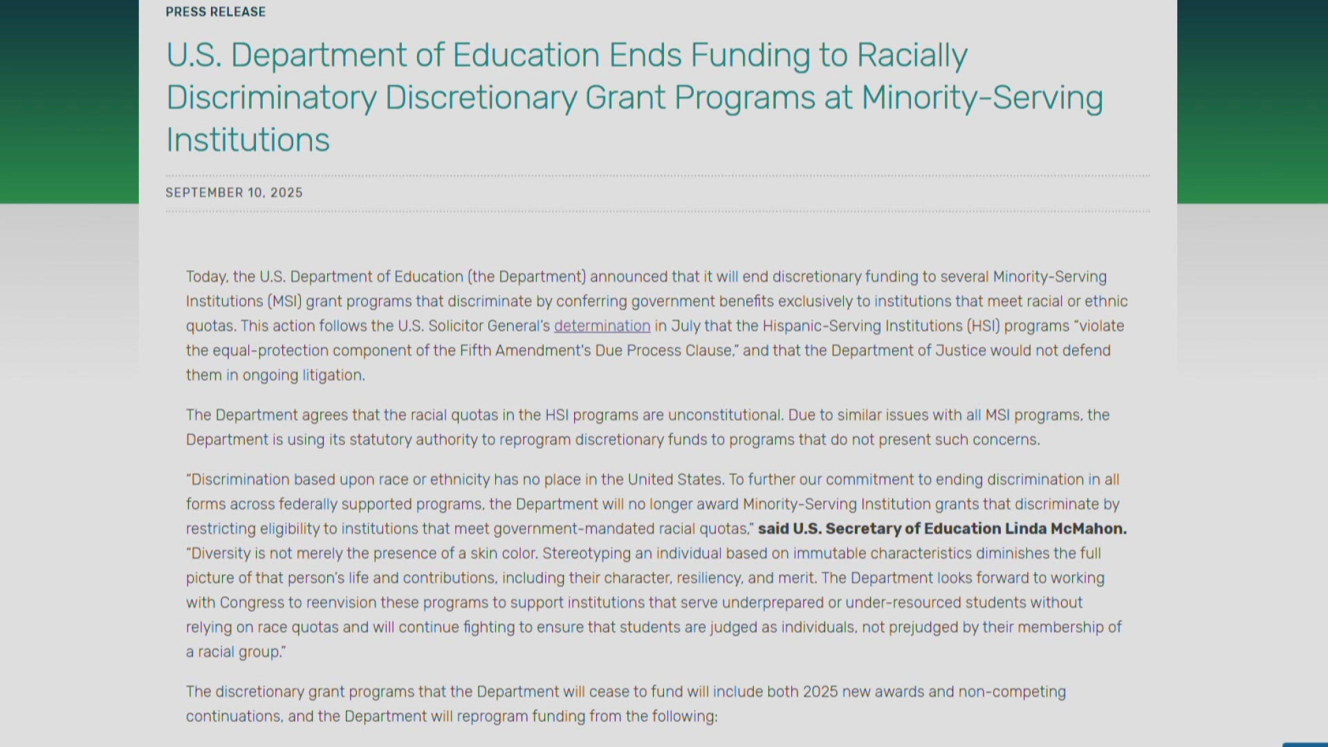 Colorado schools face losses after federal cuts to minority-serving ...