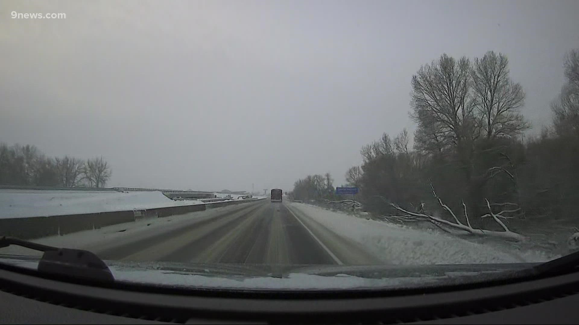 Snowy, slick road conditions on I-25 | 9news.com