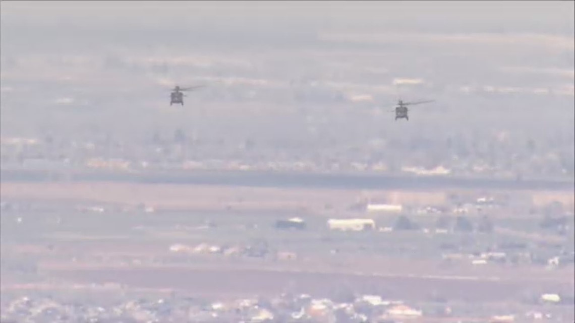 VIDEO: 2 Black Hawk helicopters land in downtown Denver | 9news.com