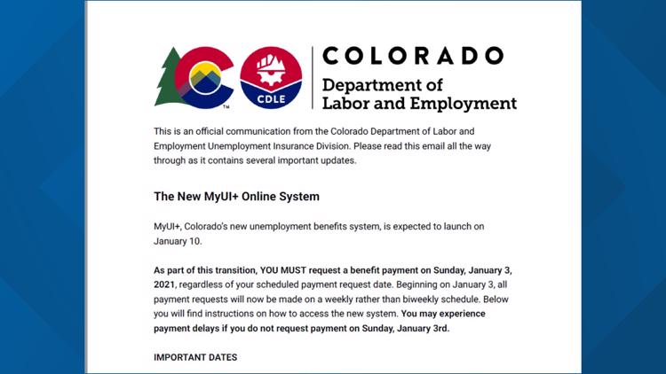 Colorado labor department sends message in error to claimants | 9news.com