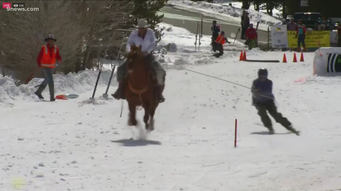 Skiers pulled by horses: Leadville Ski Joring continues Sunday | 9news.com