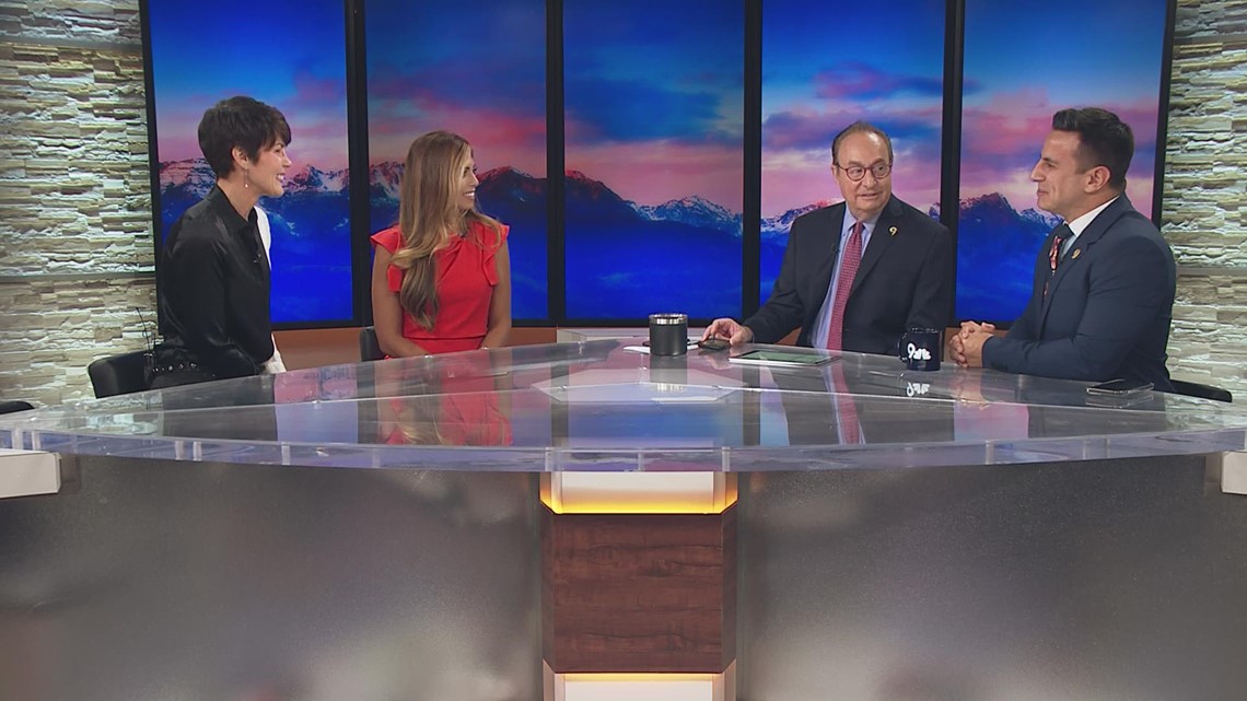 Former 9NEWS anchor Kyle Dyer congratulates Gary Shapiro | 9news.com