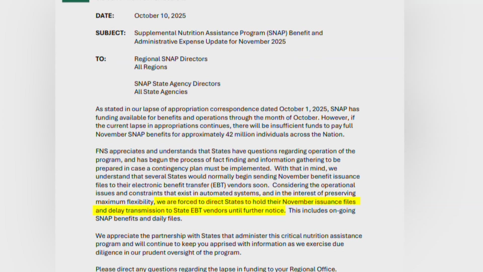 SNAP benefits for over 600,000 Coloradans may halt in November | 9news.com