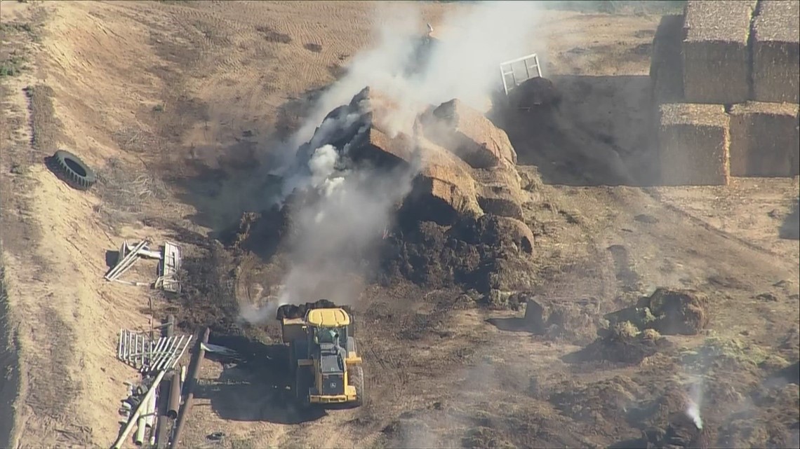 Large haystack fire reported in Weld County | 9news.com