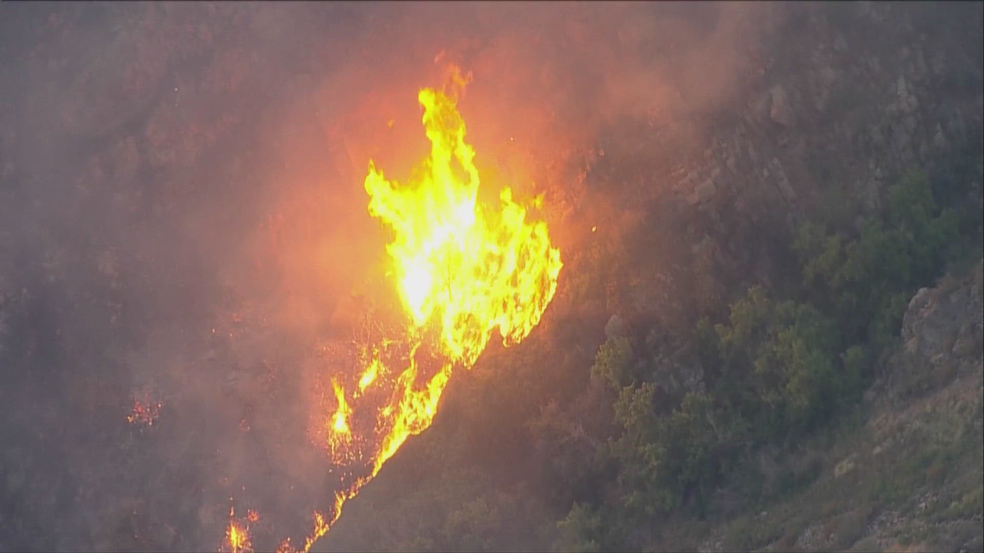 Aerial view of wildfire burning west of Golden | 9news.com