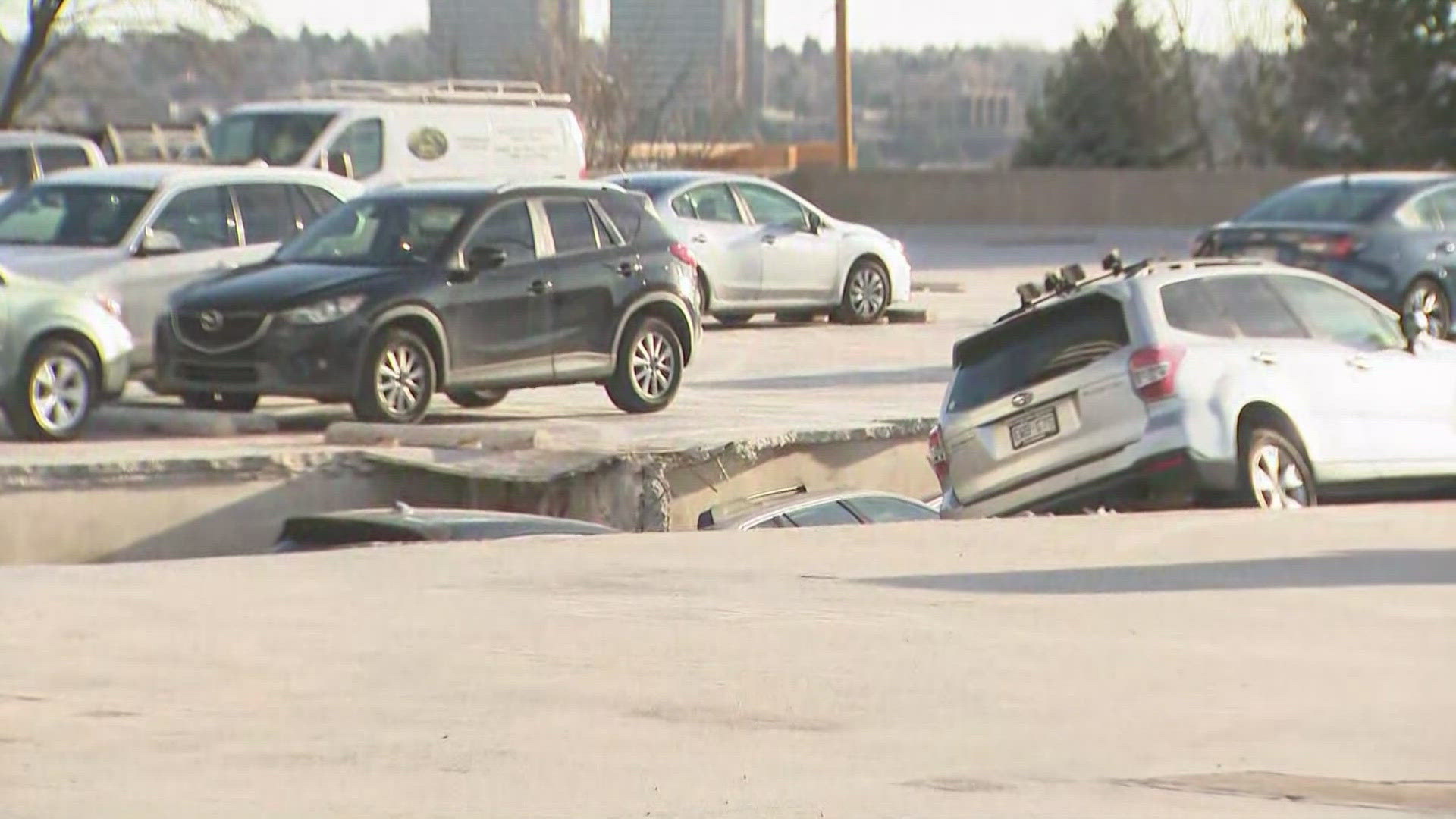 Cars stuck after Denver parking garage collapse | 9news.com