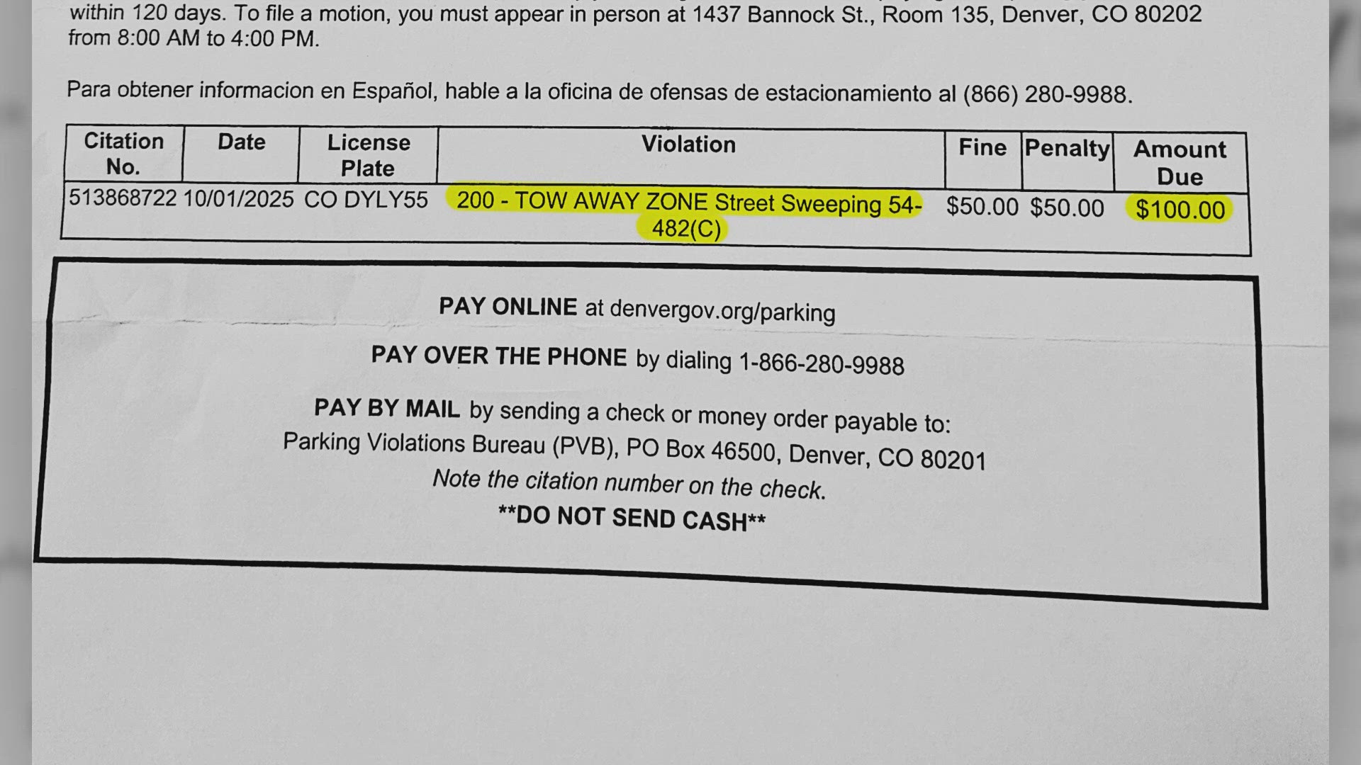 Grand Junction man told to drive to Denver to prove a parking ticket ...