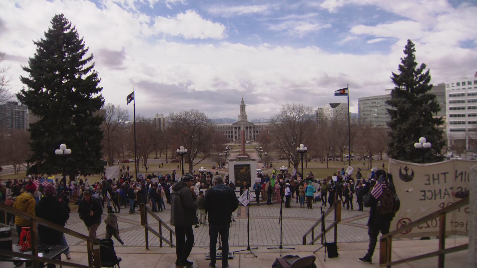 Protesters gather at Colorado Capitol ahead of presidential address ...