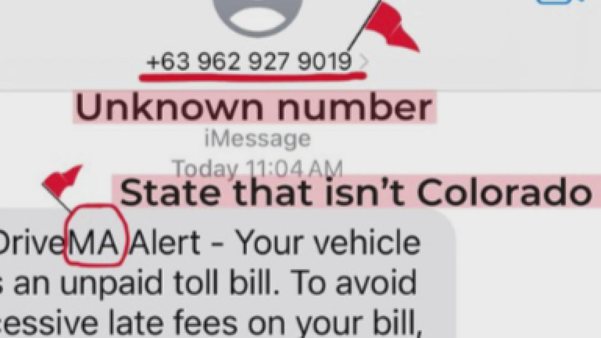Coloradans get scam texts about 'unpaid toll' in Massachusetts | 9news.com