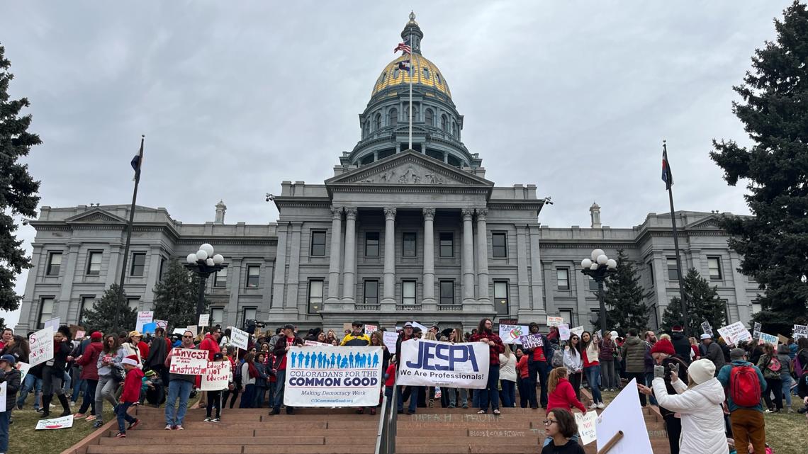 Hundreds rally at Colorado State Capitol to protest education funding ...