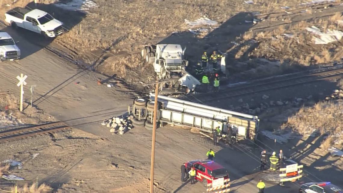 Semitruck, train crash between Bennett and Aurora | 9news.com