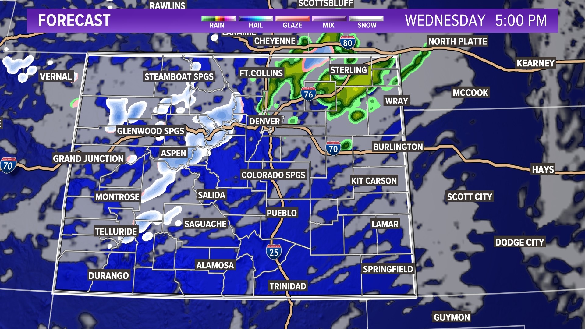 Snow, rain showers expected Wednesday in Colorado | 9news.com