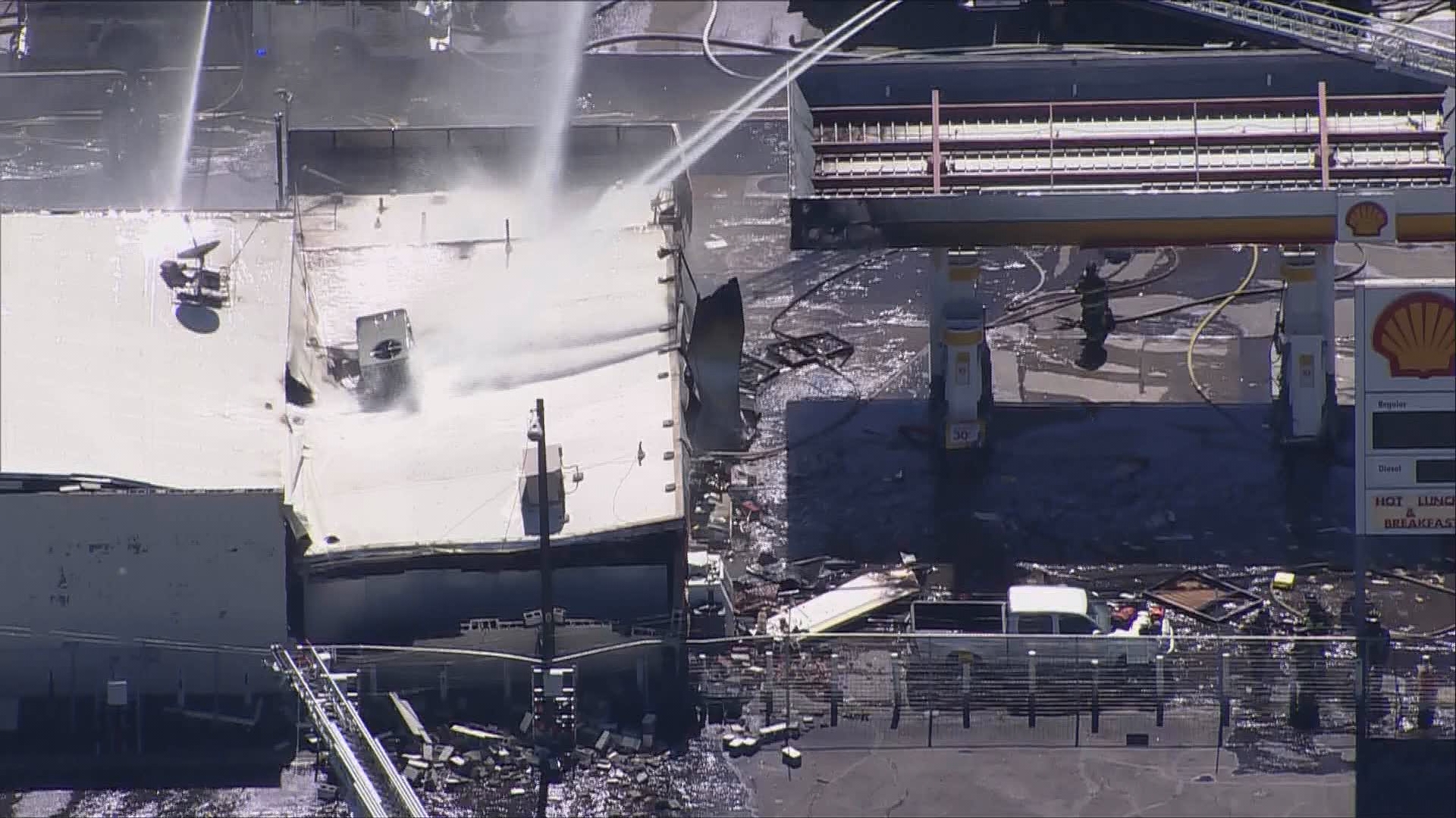 Aerial view shows aftermath of explosion at Denver gas station | 9news.com