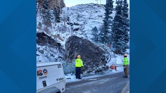 Boulder in road closes US 550 at Colorado's Red Mountain Pass | 9news.com