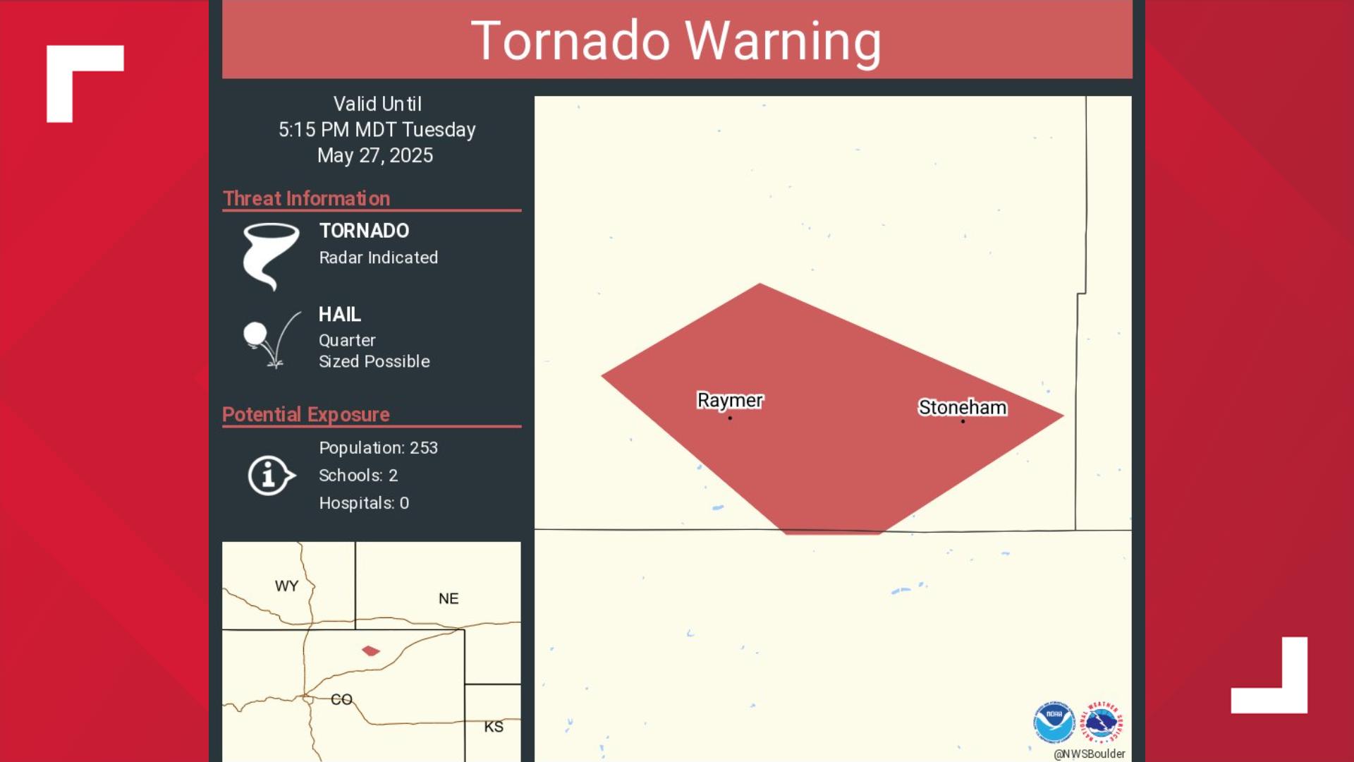 NWS issues tornado warning in Weld County | 9news.com