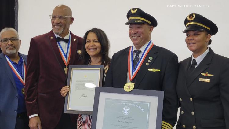 Retired United pilot Capt. Willie L. Daniels II celebrated | 9news.com