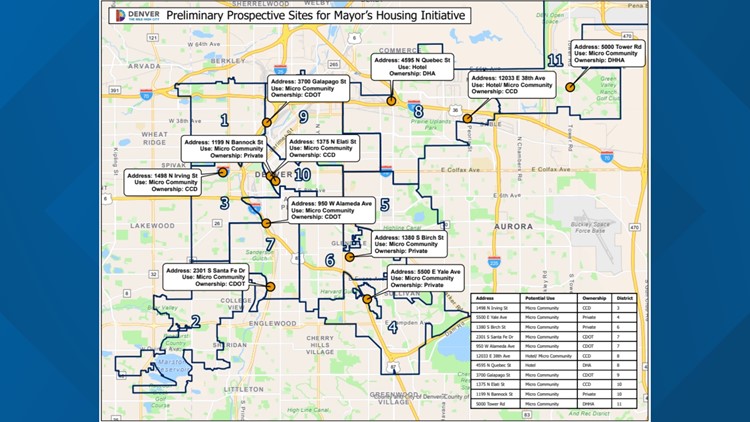 Possible Denver locations for short-term homeless housing named | 9news.com