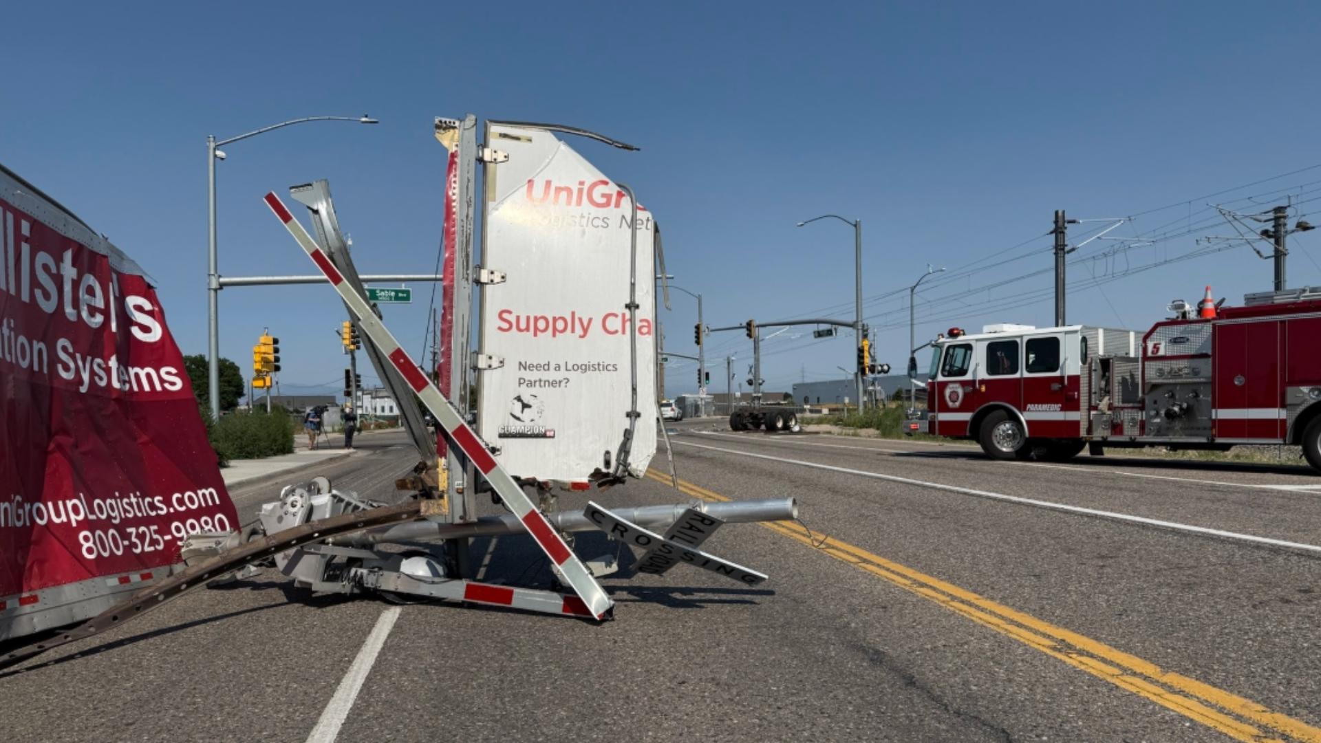 RTD A Line train resumes after crash with semitruck in Aurora | 9news.com