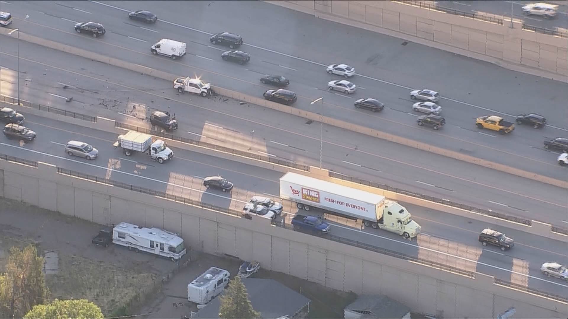 Southbound I-225 reopens after 3-vehicle crash | 9news.com